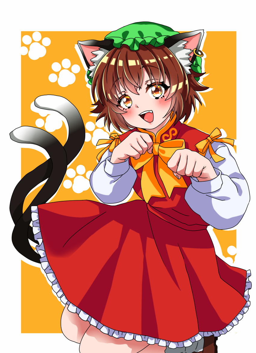 Safebooru - 1girl :d absurdres akai neko animal ear fluff animal ear piercing animal ears blush ...