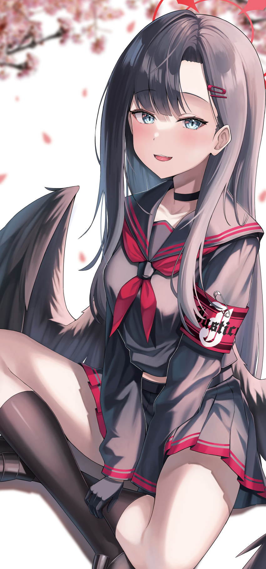 Safebooru - 1girl absurdres alter (kxk7357) armband black choker black hair black sailor collar ...