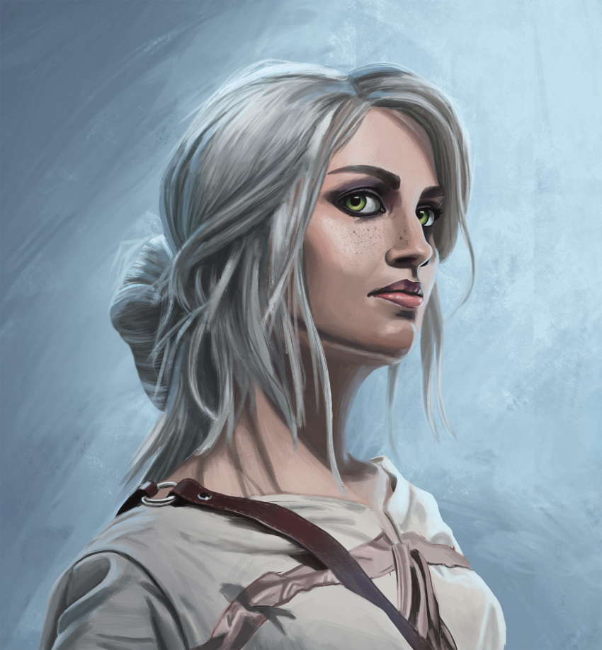 Safebooru - 1girl ciri green eyes grey background highres loicrobert ...