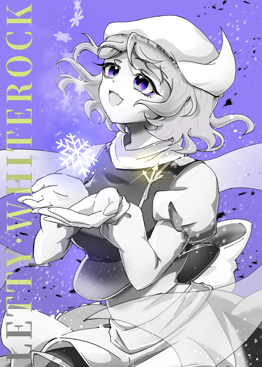 Safebooru - 1girl absurdres apron character name cowboy shot glowing greyscale with colored ...