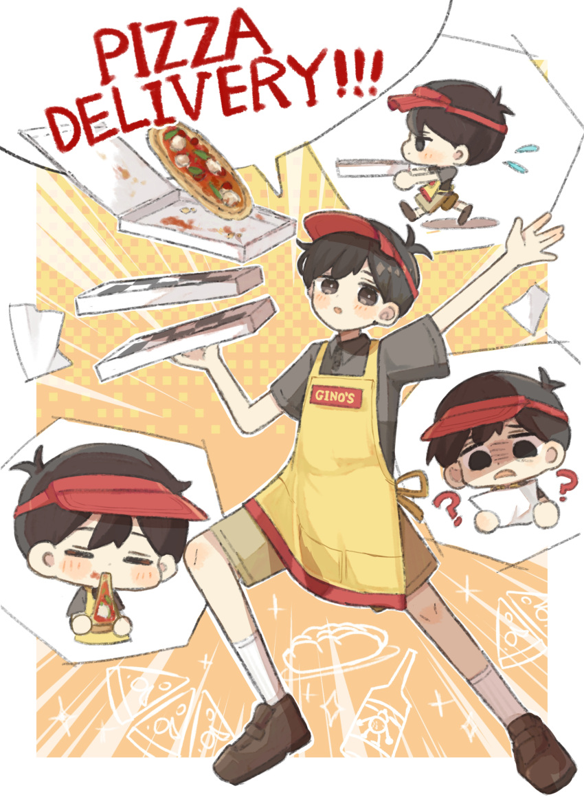Safebooru - 1boy ? absurdres antenna hair apron black eyes black hair ...