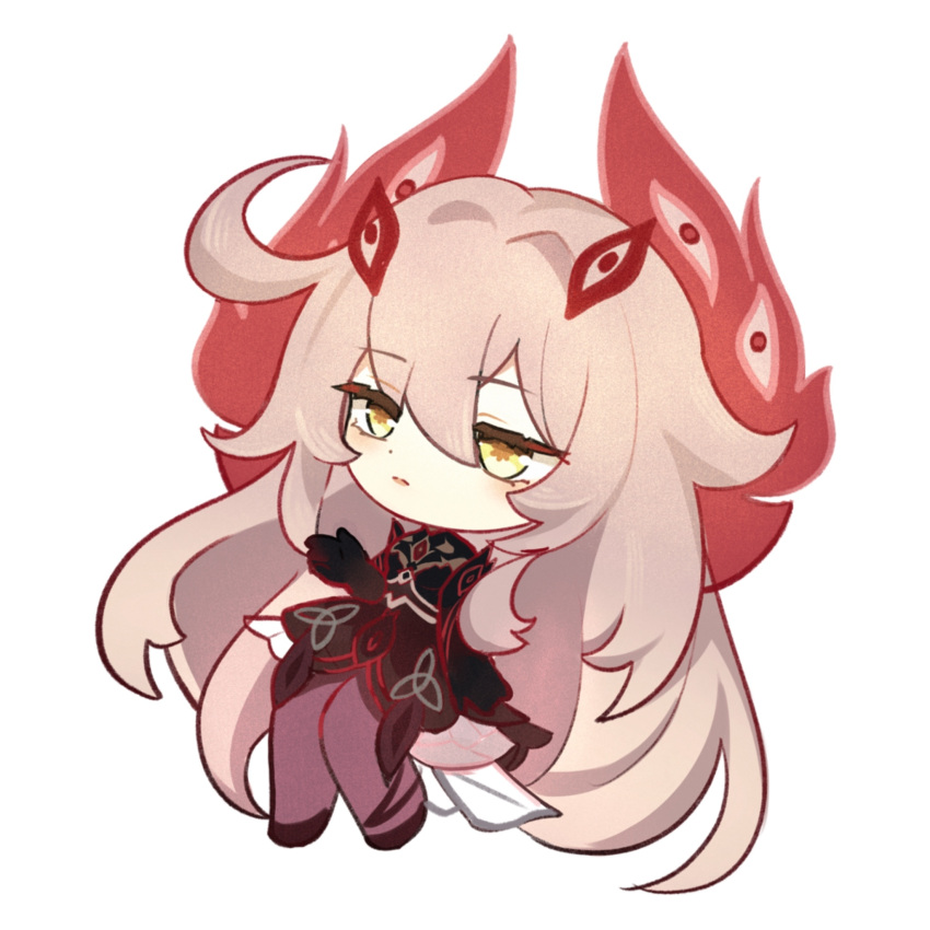 Safebooru - 1girl ahoge black dress black pantyhose blonde hair chibi ...