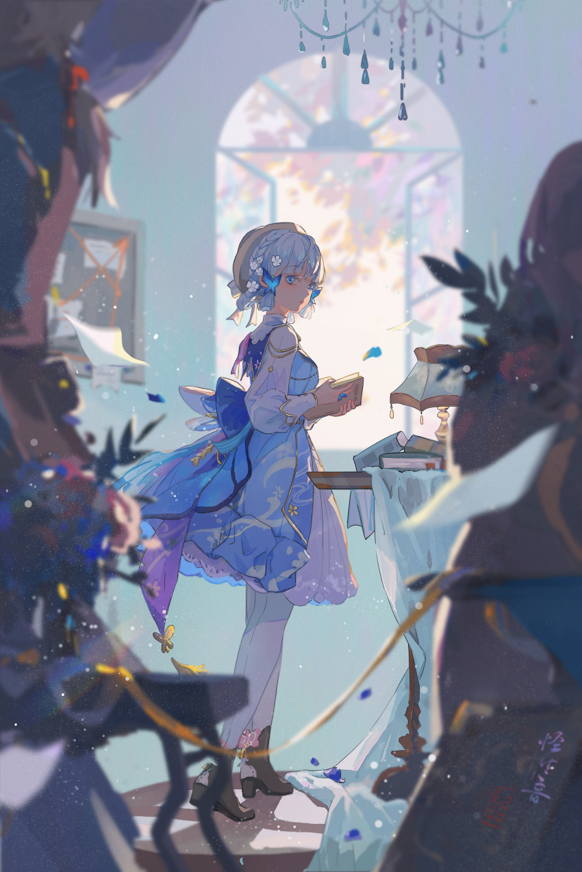 Safebooru - 1girl :o absurdres alternate hairstyle ankle boots arch back bow blue butterfly blue ...