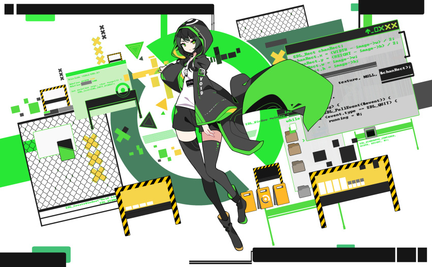 Safebooru - 1girl abstract background black cape black hood black ...