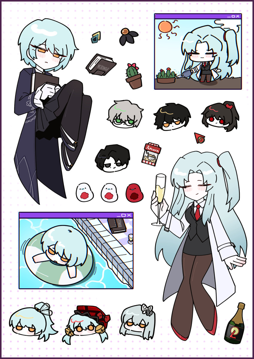 Safebooru - 2girls 3boys absurdres alcohol angela (project moon) ascot ...