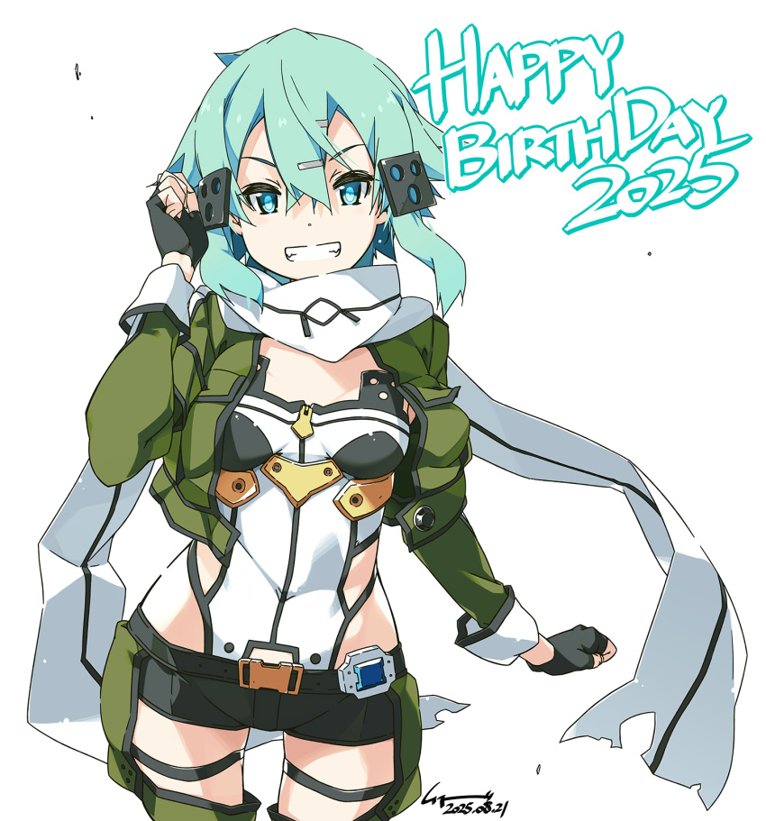 Safebooru - 1girl aqua hair black gloves blue eyes breasts clenched ...