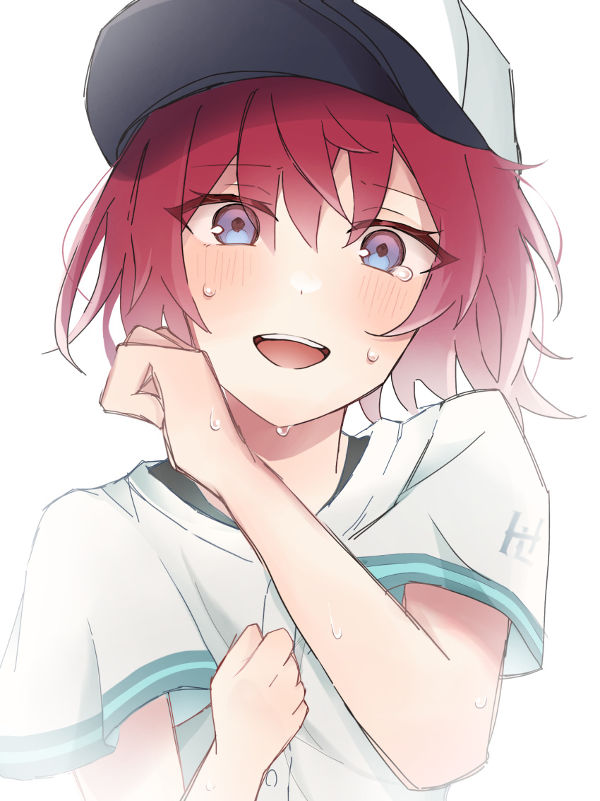 Safebooru - 1girl :d ange katrina baseball cap baseball uniform blue ...