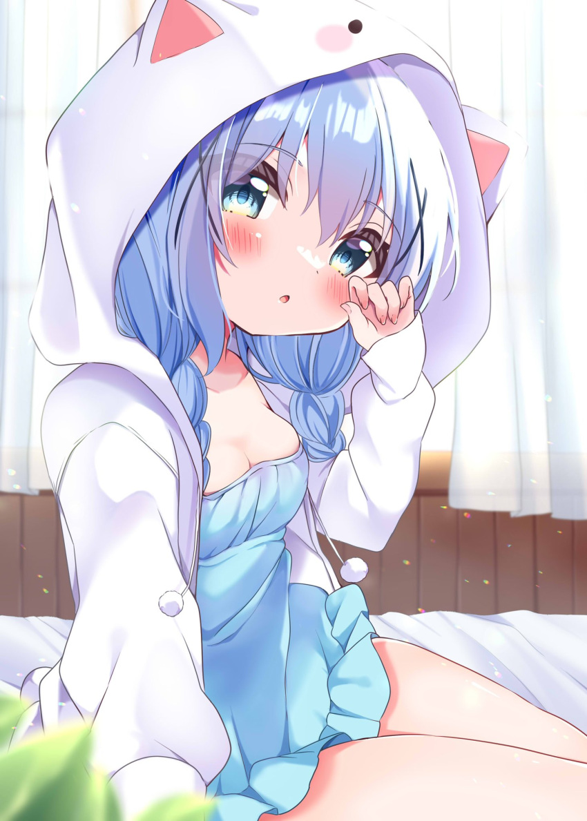 Safebooru - 1girl blue eyes blue hair braid dress gochuumon wa usagi desu ka? hair ornament ...