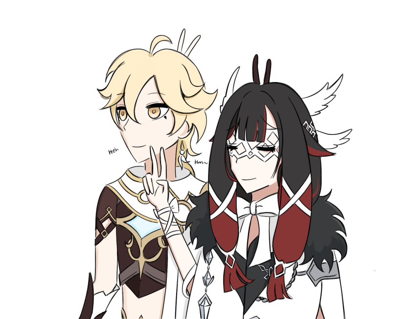 Safebooru - aether (genshin impact) bakenekmoon black hair blonde hair ...