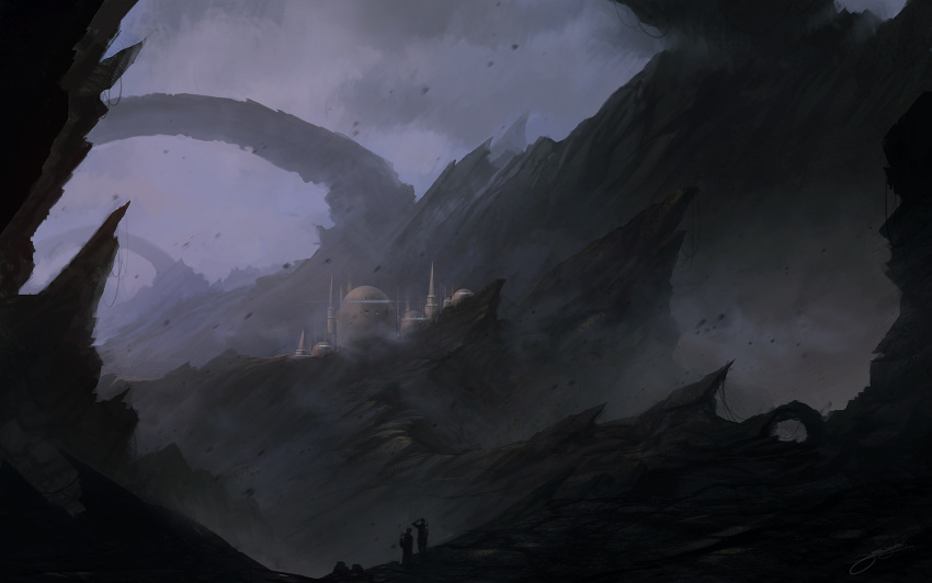 Safebooru - 2others arch clouds cloudy sky dust jjcanvas landscape ...