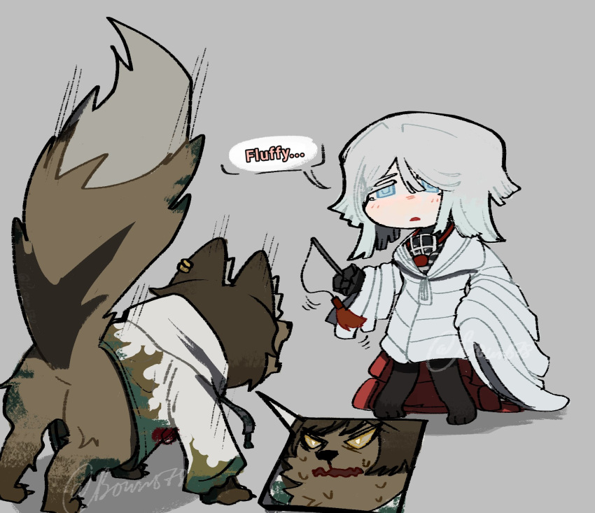 Safebooru - 2girls blue eyes boun578 brown hair chibi coat colored ...