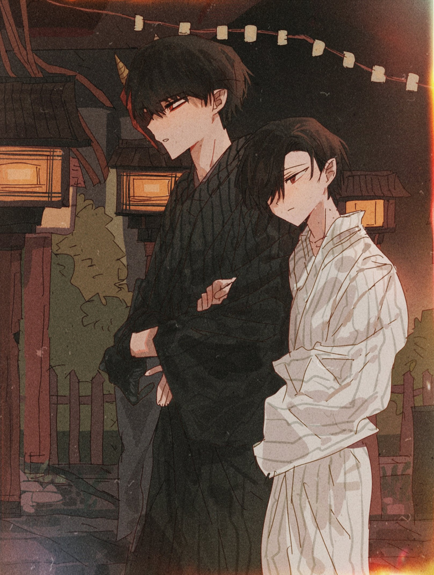 Safebooru - 2boys ariake (ooe) black hair black kimono crossed arms ...