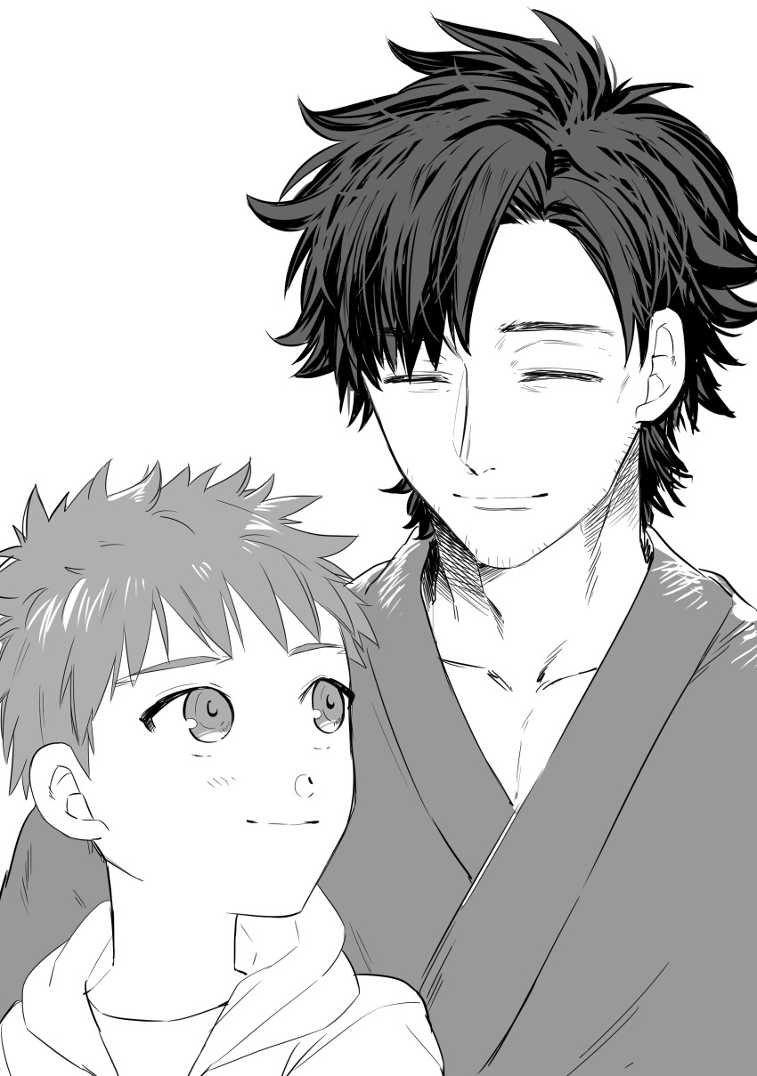 Safebooru - 2boys absurdres beard stubble closed eyes commentary ...