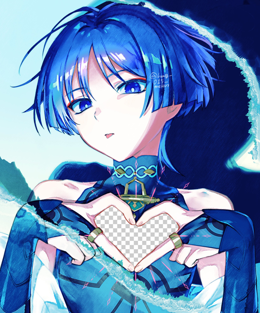 Safebooru - 1boy absurdres armor bare shoulders black trim blue ...