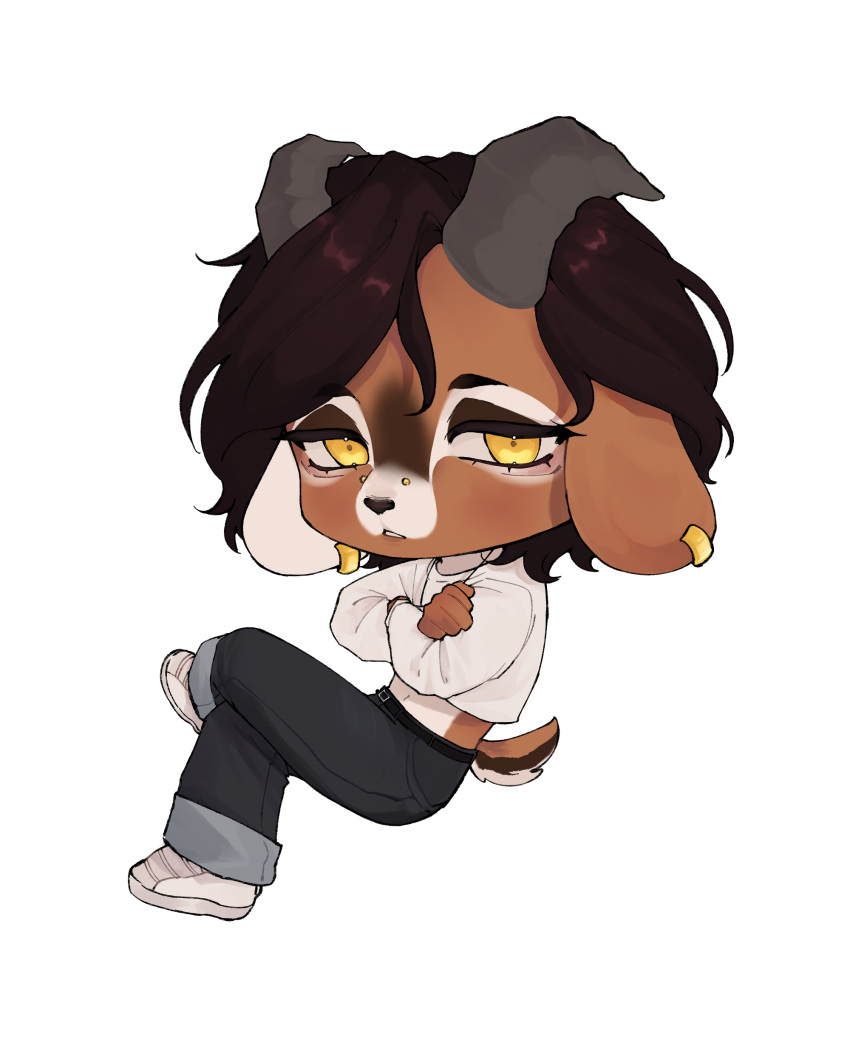 Safebooru - 1boy absurdres animal ears blush bridge piercing brown hair ...
