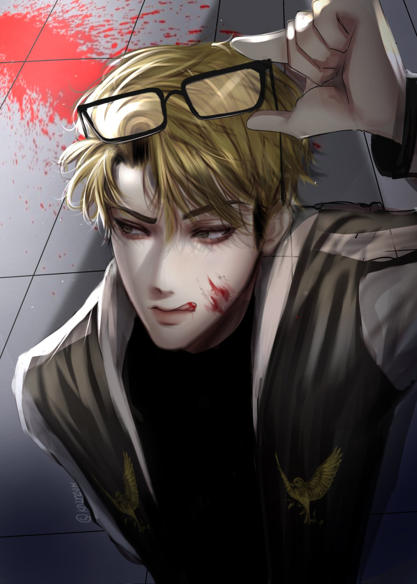 Safebooru - 1boy blonde hair blood blood on face blood on mouth blood ...