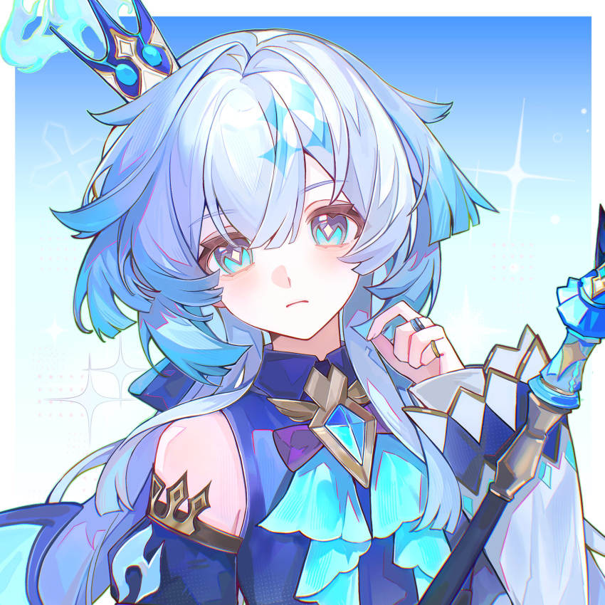 Safebooru - 1boy 1girl absurdres bare shoulders blue eyes blue hair blush cerydra (honkai: star ...