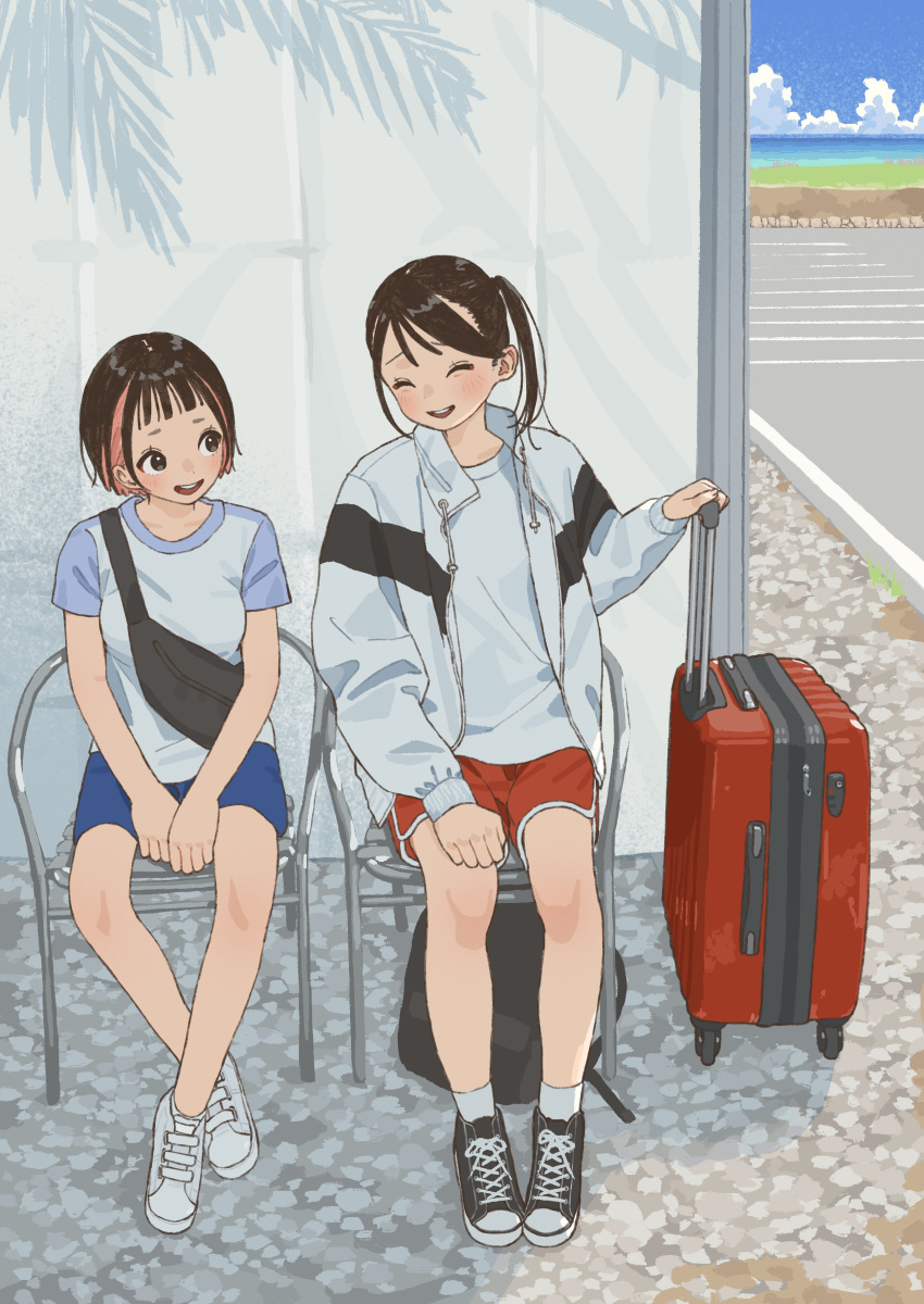 Safebooru - 2girls absurdres black eyes black hair brown hair closed ...