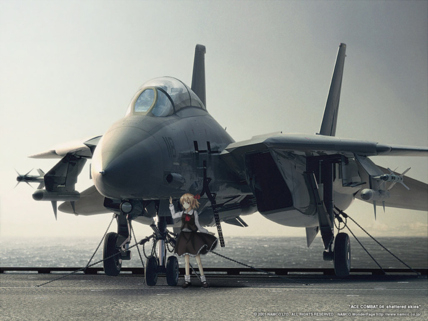 Safebooru - ace combat 04 aircraft carrier airplane f-14 jet military missile ocean photo ...