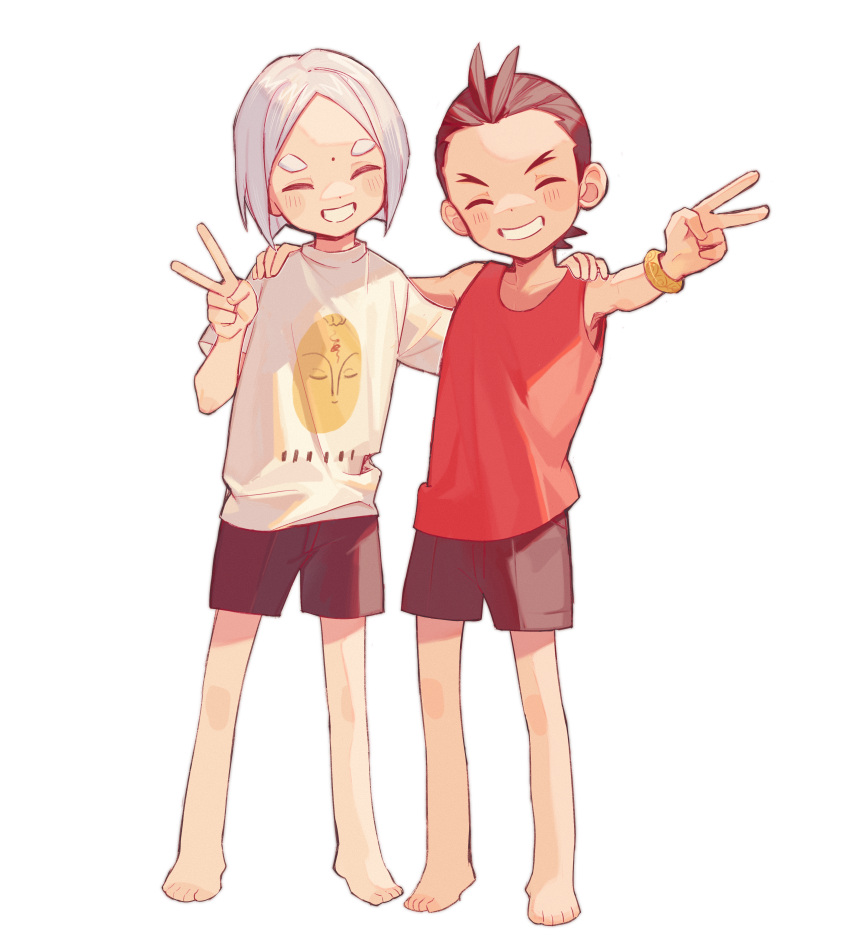 Safebooru - 2boys absurdres ace attorney aged down antenna hair apollo justice black shorts ...