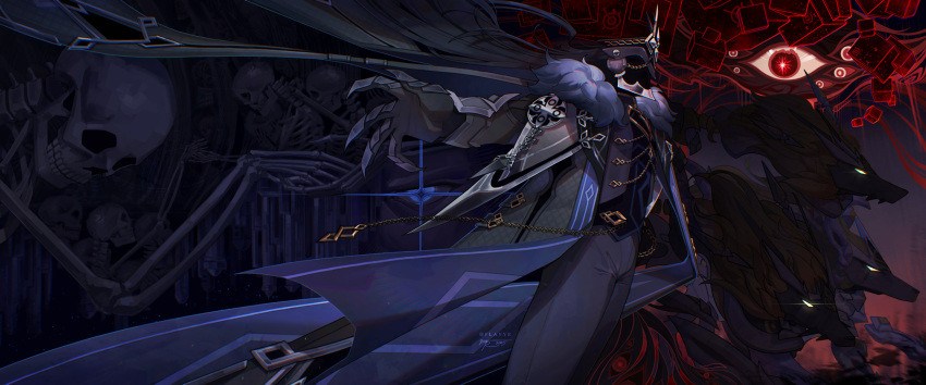 Safebooru - 1boy armor cape capitano (genshin impact) chain cowboy shot ...