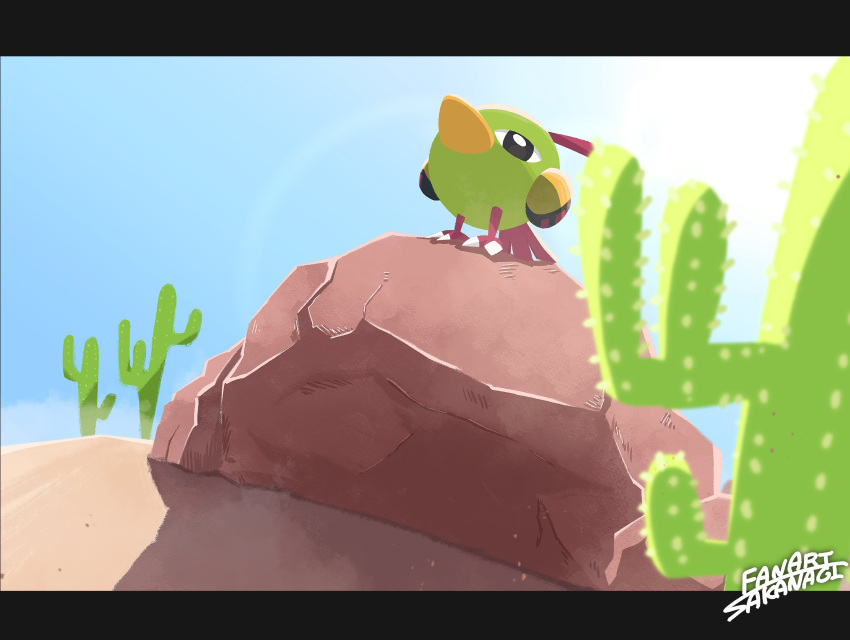 Safebooru - absurdres animal focus beak bird blue sky cactus desert ...