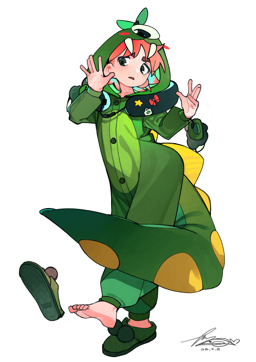 Safebooru - 1girl absurdres commentary dated fake tail green pajamas ...