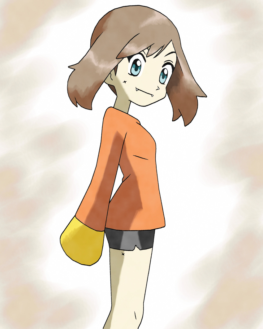 Safebooru - 1girl absurdres amayzing2002 black shorts blue eyes brown ...