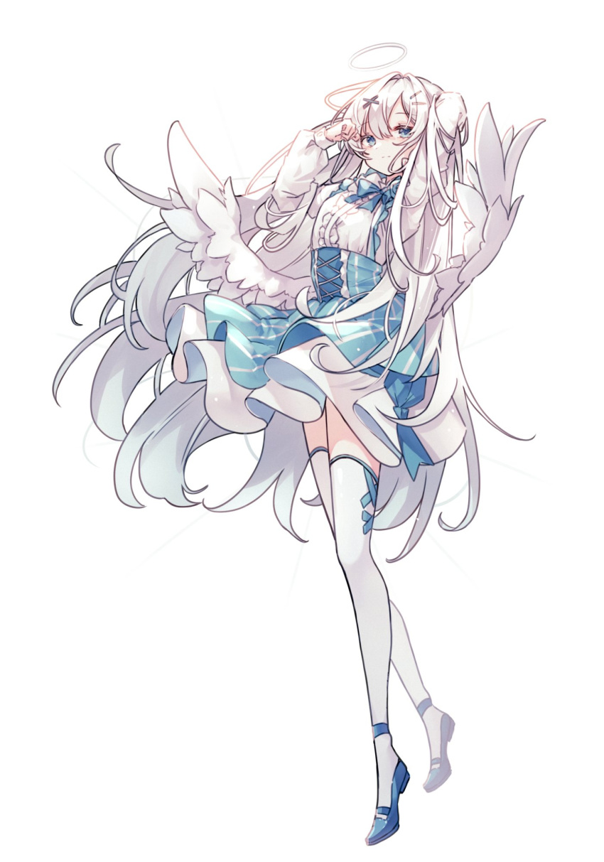Safebooru 1girl Blue Dress Blue Footwear Dress Hair Between Eyes Hair 8159