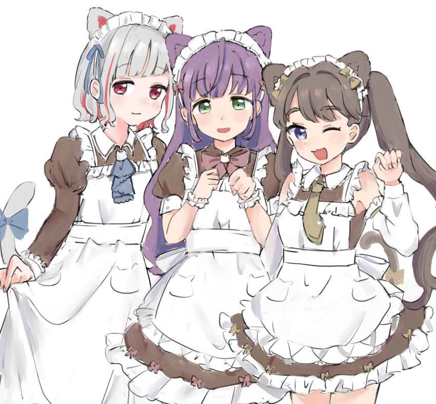 Safebooru - 3girls :d ;3 ;d alternate costume apron ascot bare ...