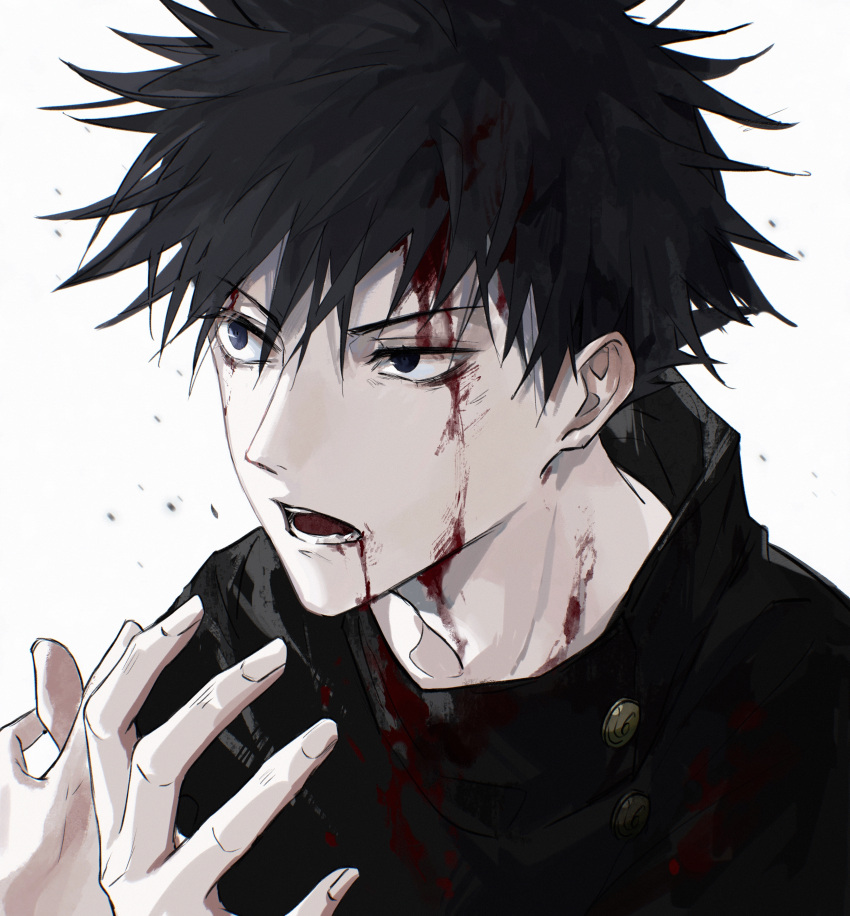 Safebooru - 1boy absurdres black eyes black hair black jacket bleeding ...