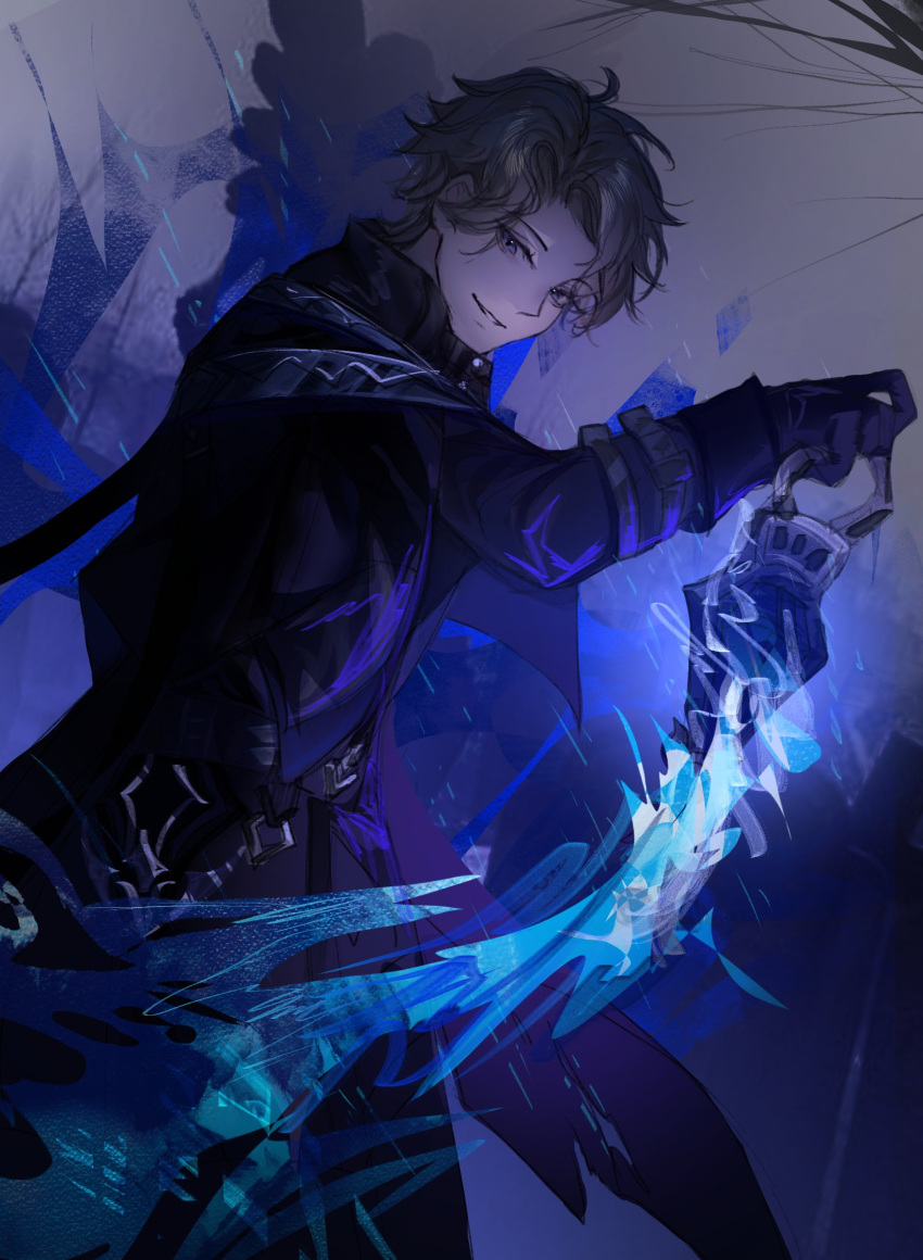 Safebooru - 1boy animification black coat black gloves blonde hair blue ...