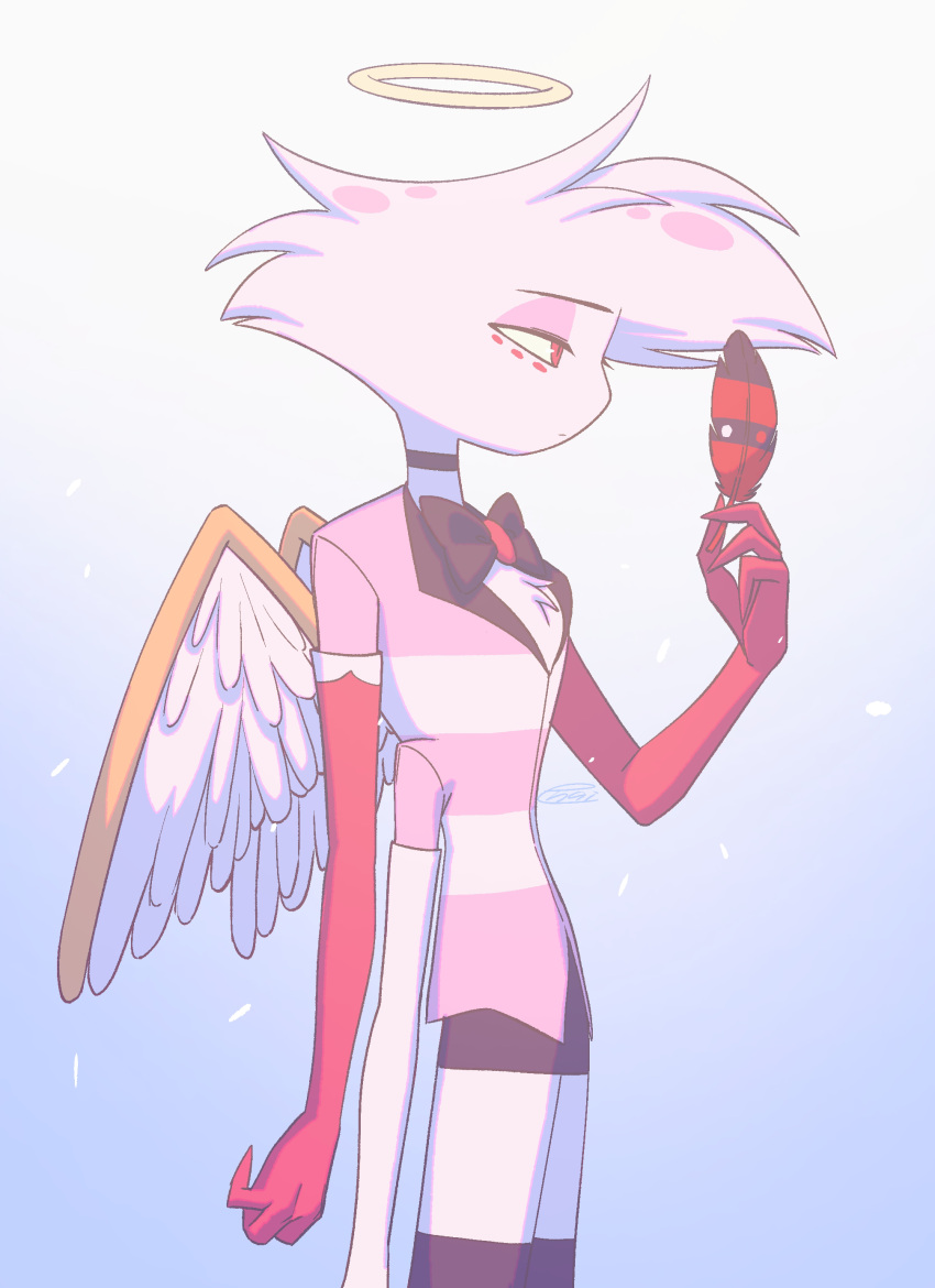 Safebooru - 1boy absurdres angel dust angel wings arms at sides black ...