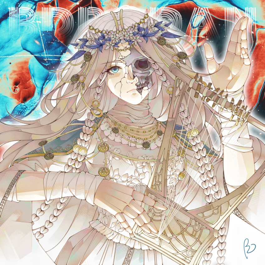 Safebooru - 1girl abstract background blue eyes braid commentary ...