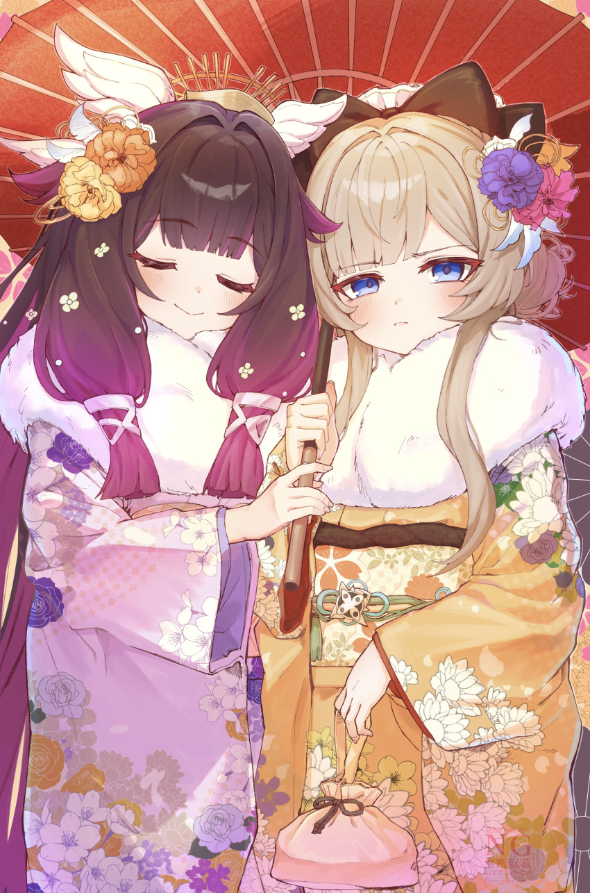 Safebooru - 2girls absurdres black hair blue eyes closed eyes closed ...
