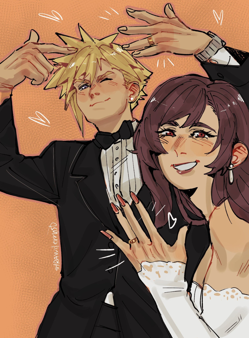 Safebooru - 1boy 1girl artist name bare shoulders black bow black ...