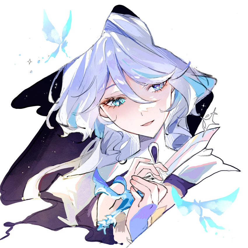Safebooru - 1girl blue eyes blue hair cropped shoulders dagger drop ...
