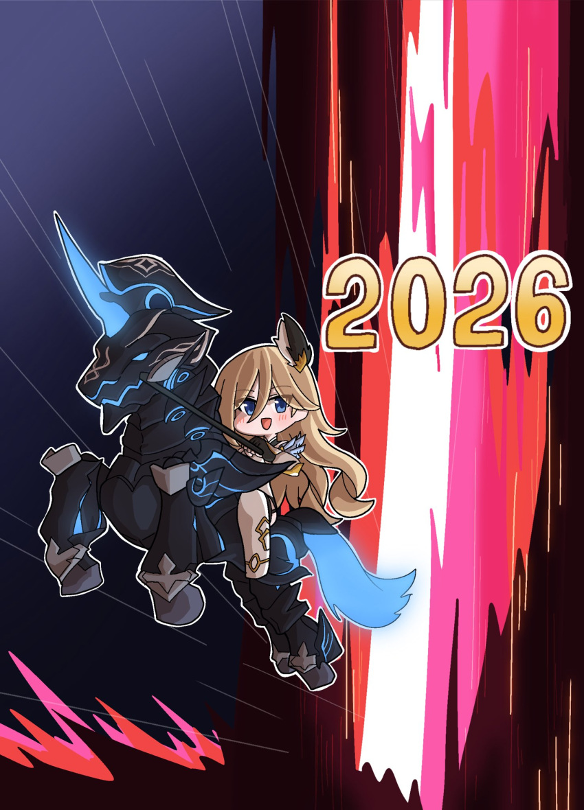 Safebooru - 1girl 2026 blonde hair blue eyes chinese zodiac commentary ...