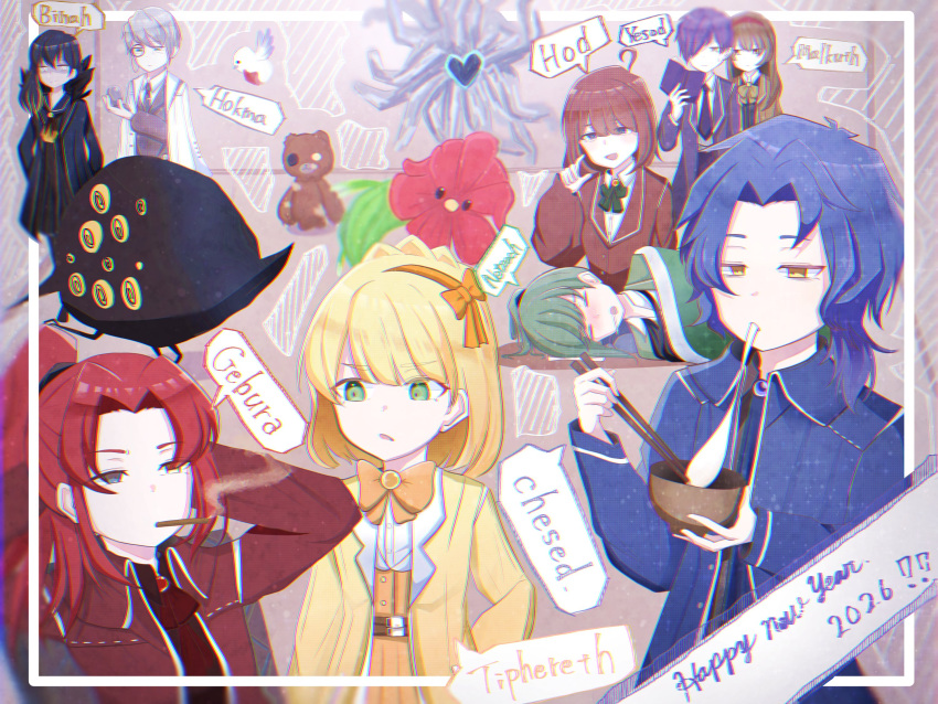 Safebooru - 4boys 5girls ahoge ascot big bird (project moon) binah ...