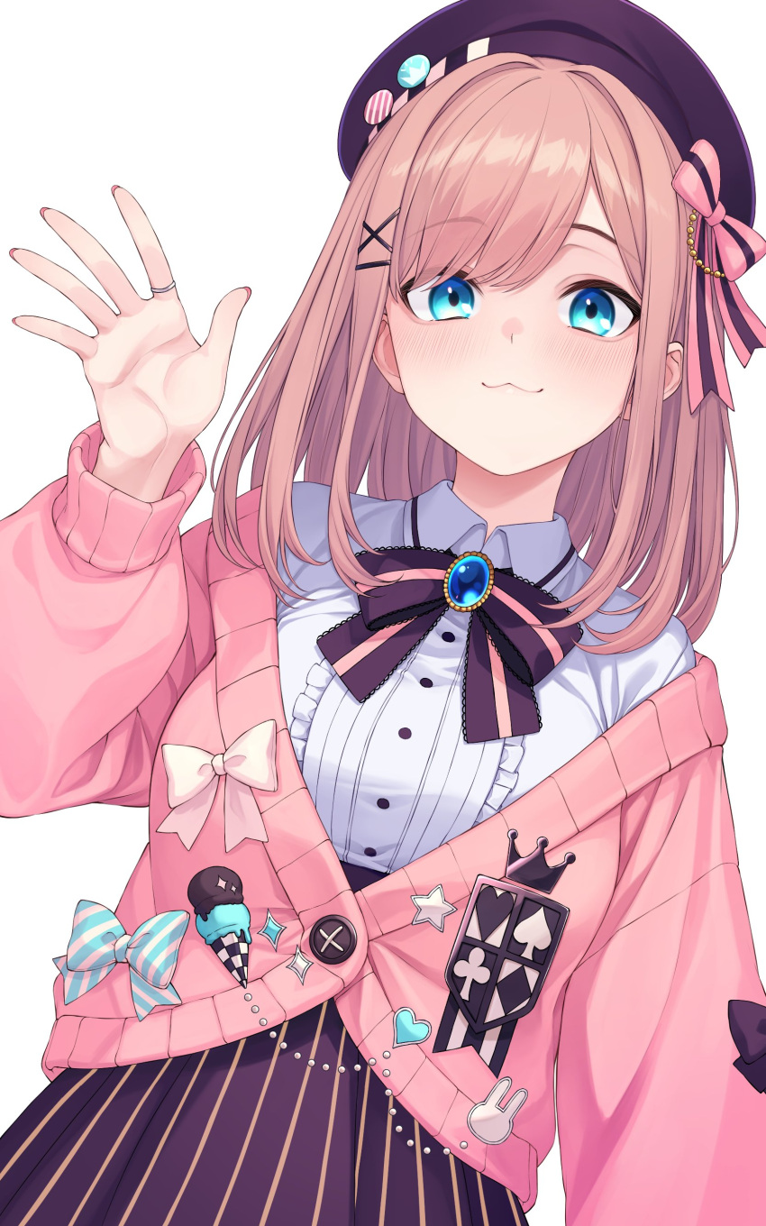 Safebooru - 1girl :3 absurdres beret blue bow blue eyes blue gem blush ...
