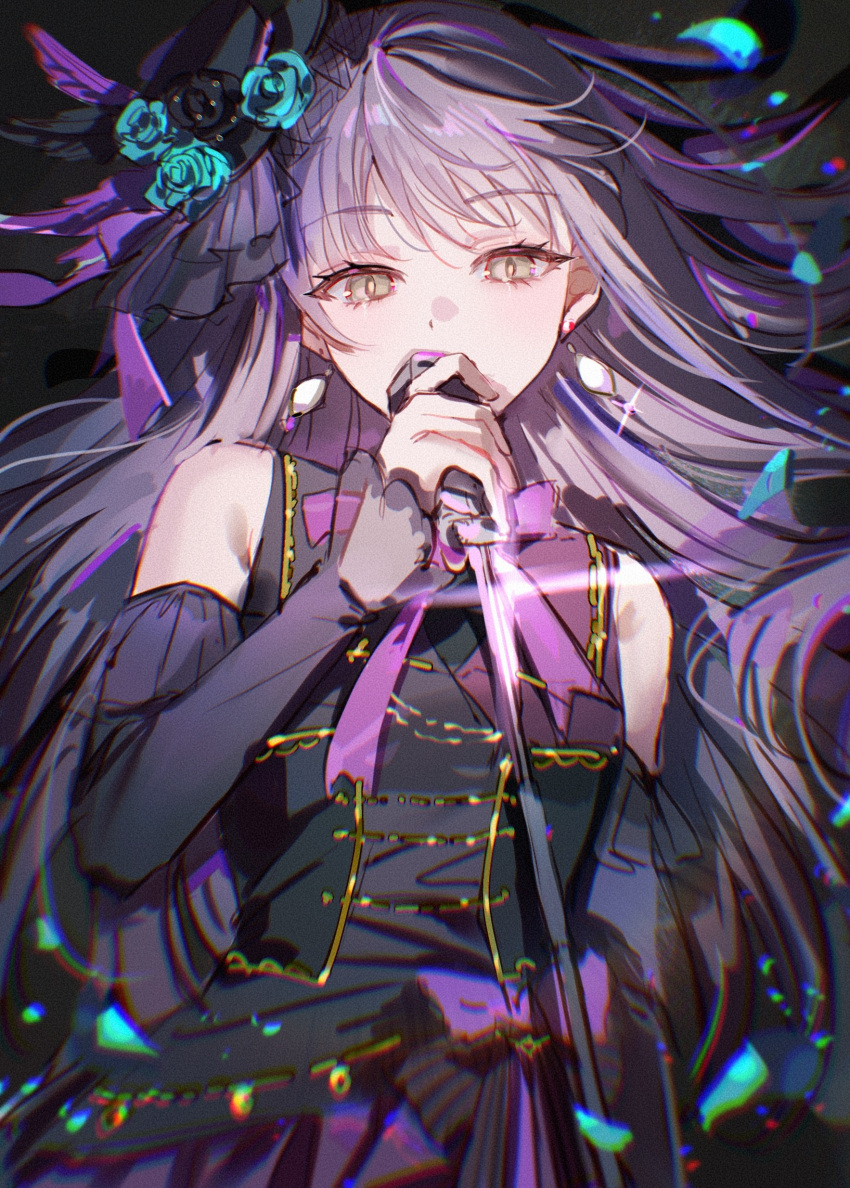 Safebooru - 1girl absurdres bang dream! bare shoulders black dress blue ...