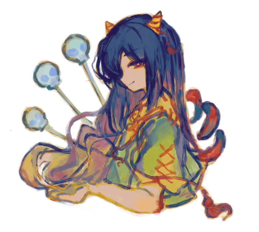 Safebooru - 1girl blue hair closed mouth cross-laced clothes cross ...