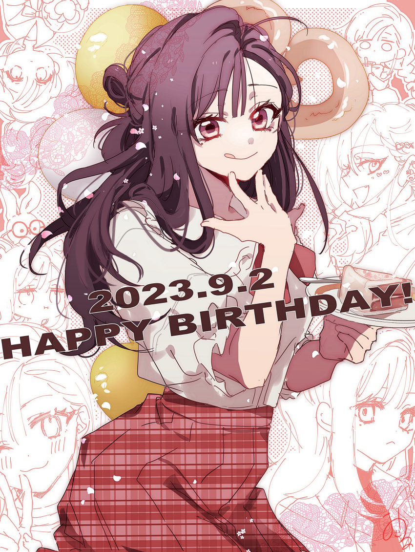 Safebooru - 1girl 2023 absurdres balloon dated hair bun half updo happy ...