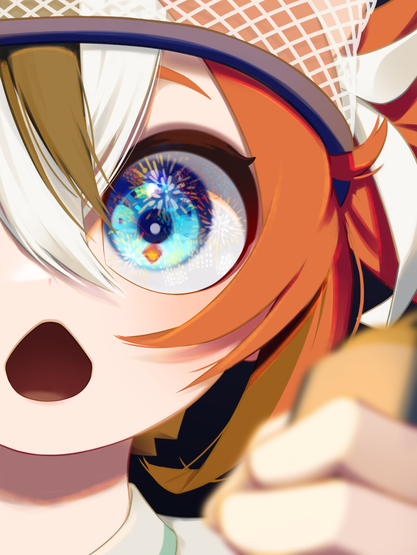 Safebooru - 1girl absurdres aerial fireworks appleblossomtea black hair blue eyes blurry blurry ...