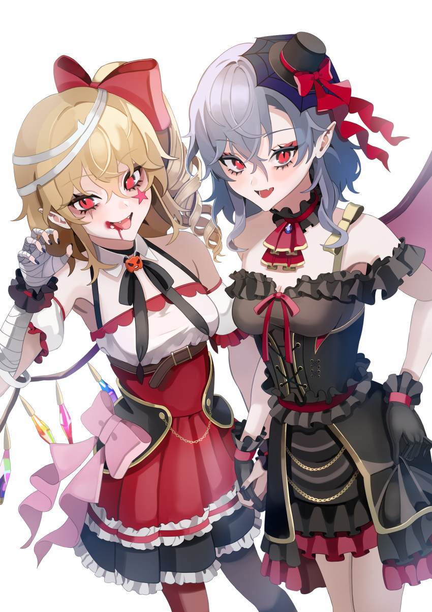 Safebooru - 2girls absurdres dress fangs flandre scarlet frills hair ...
