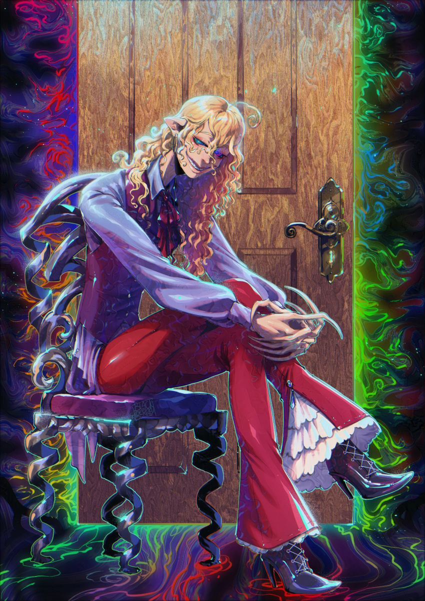 Safebooru - 1boy ahoge blackberreh-art blonde hair blue eyes boots bow ...
