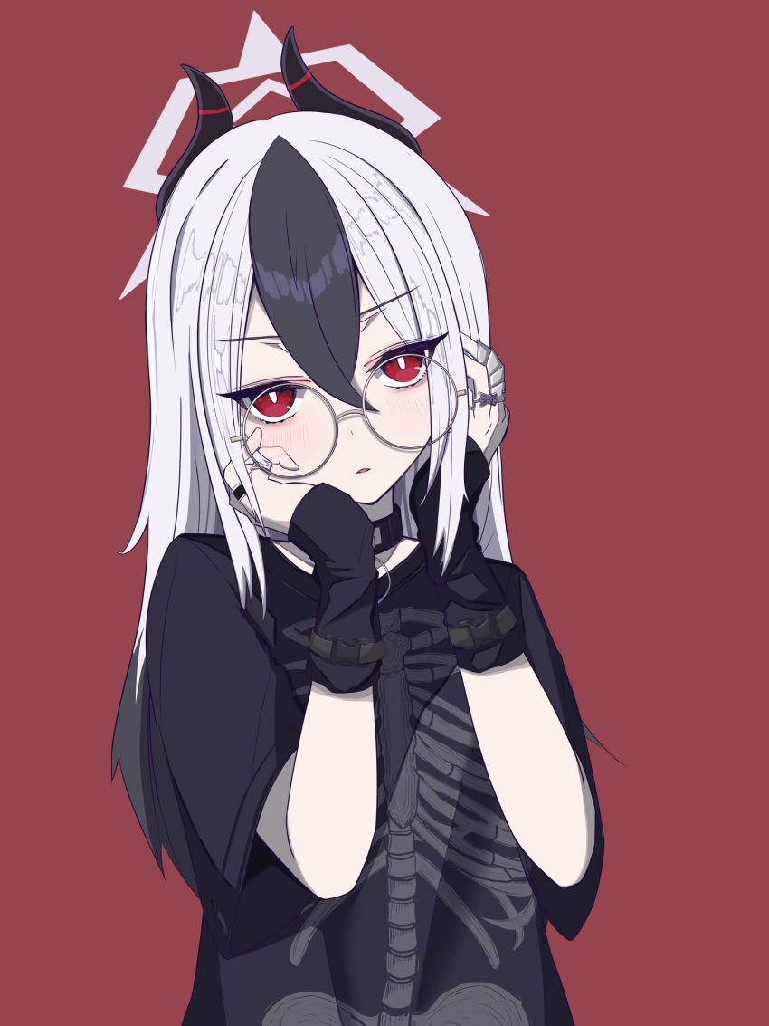 Safebooru - 1girl black choker black gloves black hair black horns black shirt blue archive ...