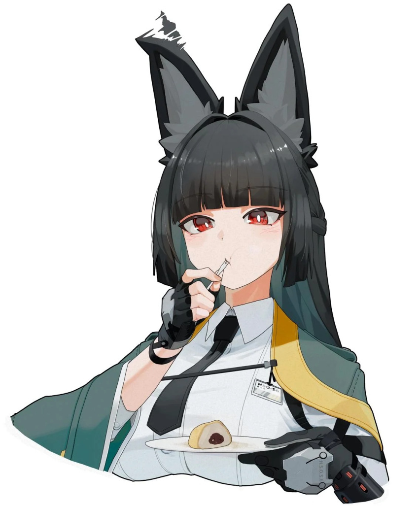 Safebooru - 1girl animal ears eating fox ears hoshimi miyabi long hair ...