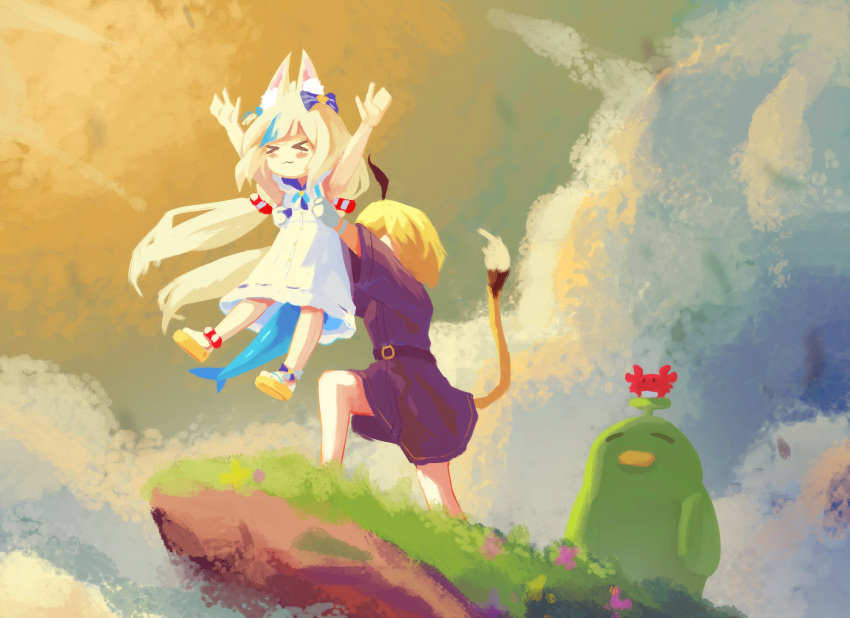 Safebooru - 2girls absurdres ahoge animal ear fluff animal ears blonde ...