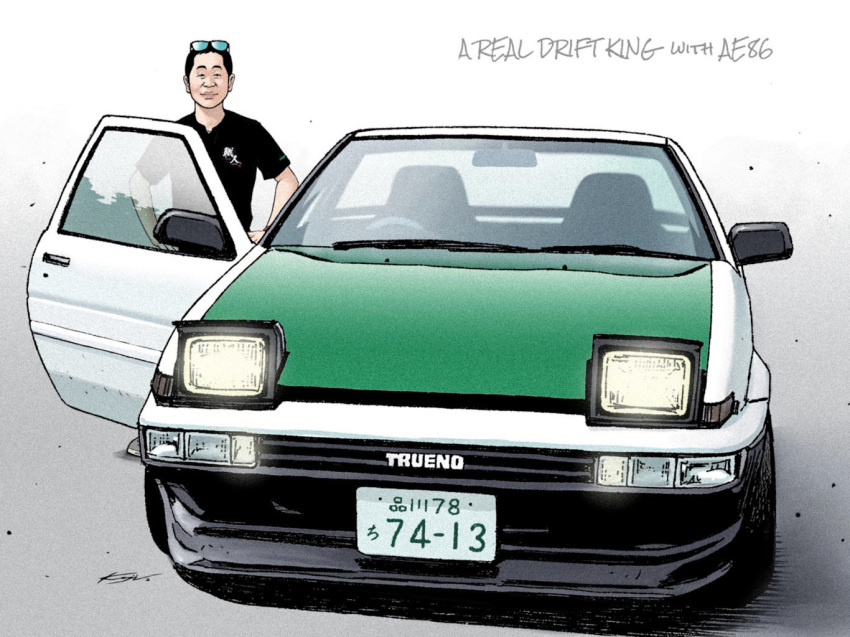 Safebooru - 1boy black hair black shirt car commentary english ...